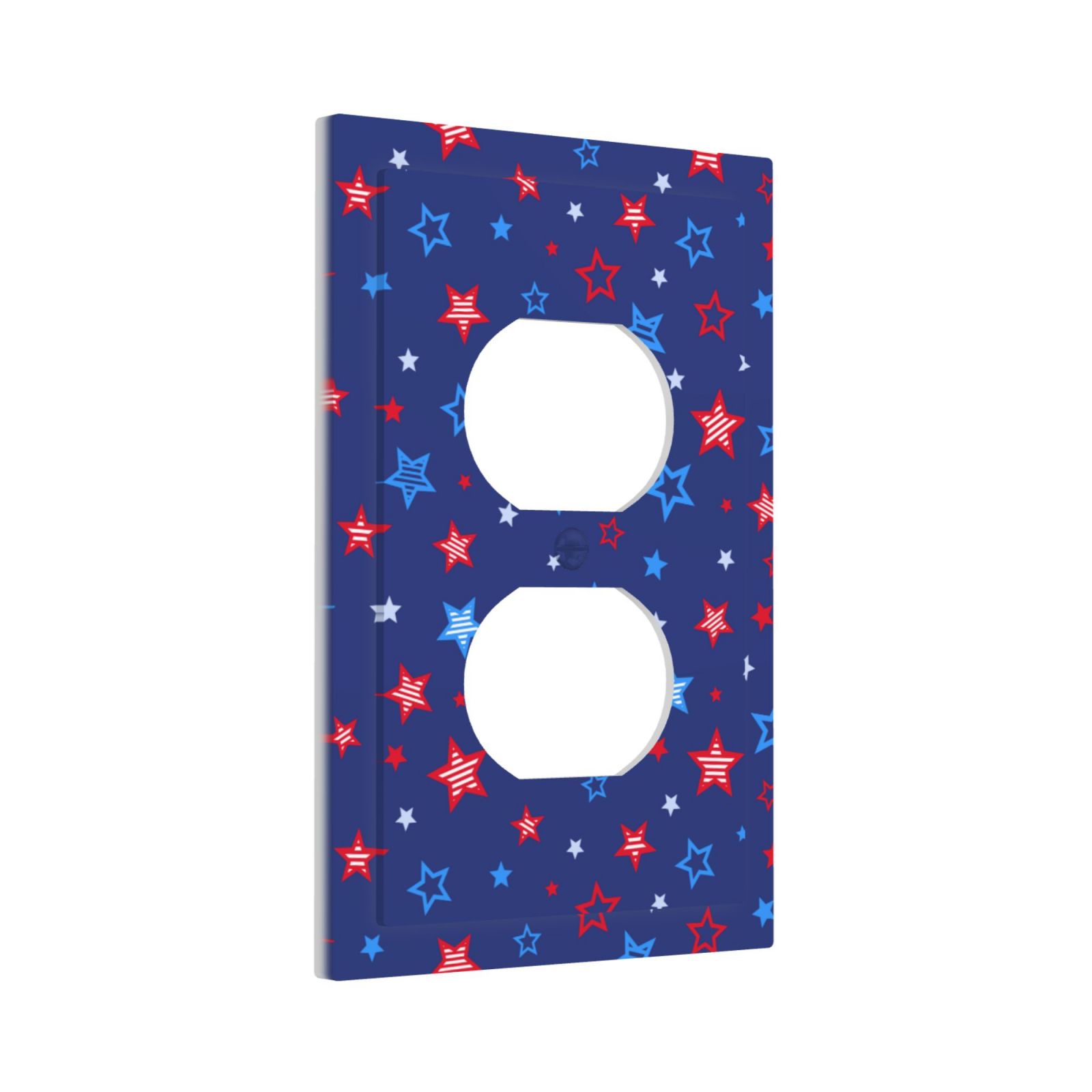 DouZhe 1-Gang Duplex Outlet Cover, Red and Blue Stars United States ...