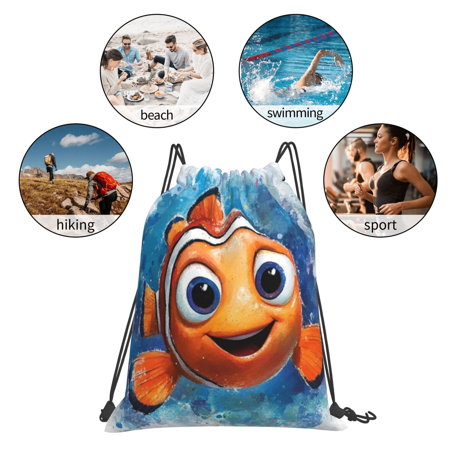 Finding Nemo Drawstring backpack drawstring sports bag gym travel beach ...