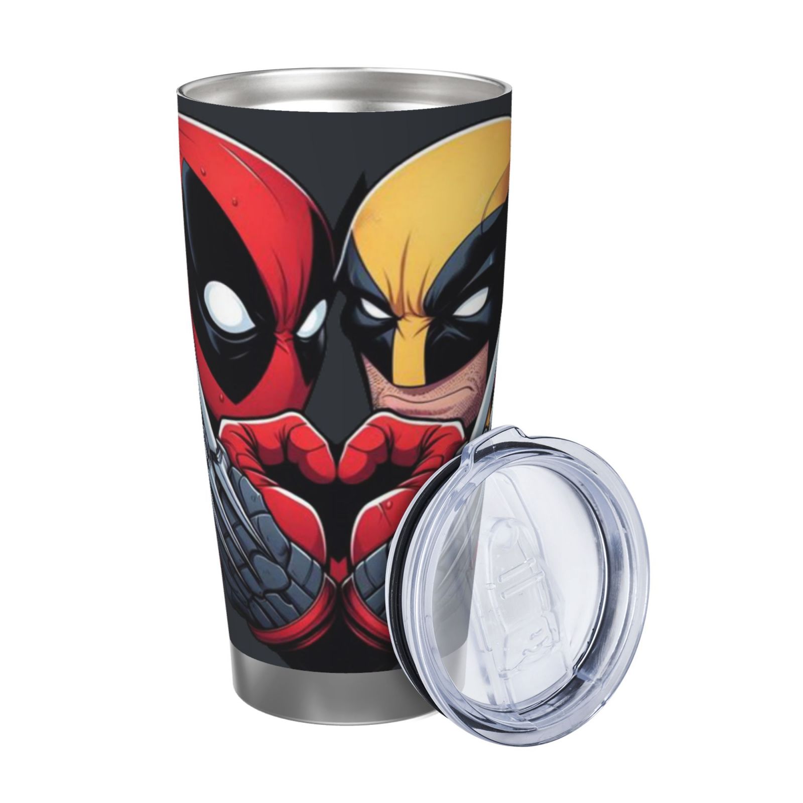 Deadpool And Wolverine Coffee Mug with Lid, 20 oz – Cupholder Friendly ...