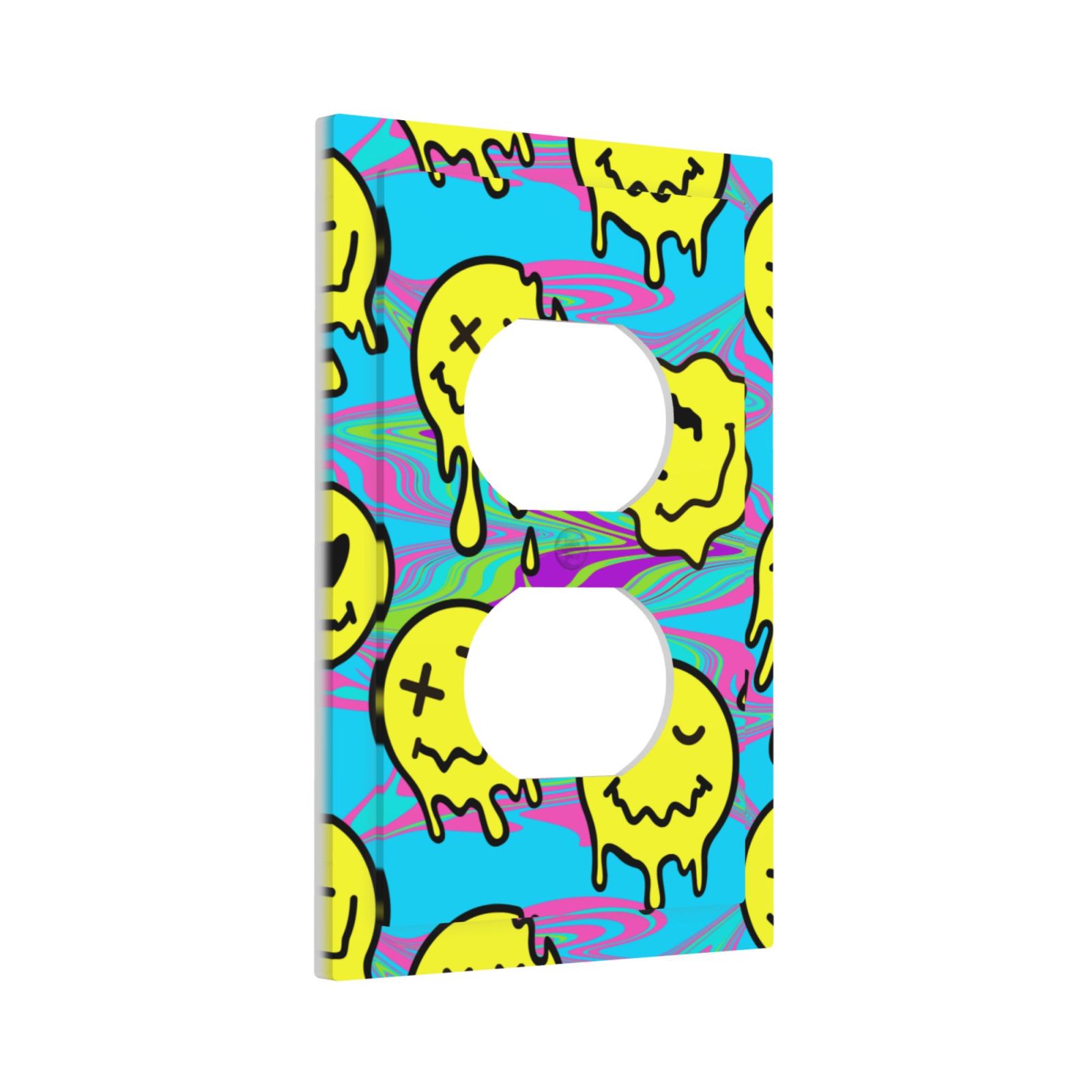 DouZhe 1-Gang Duplex Outlet Cover, Funny Yellow Smile Face Decorative ...