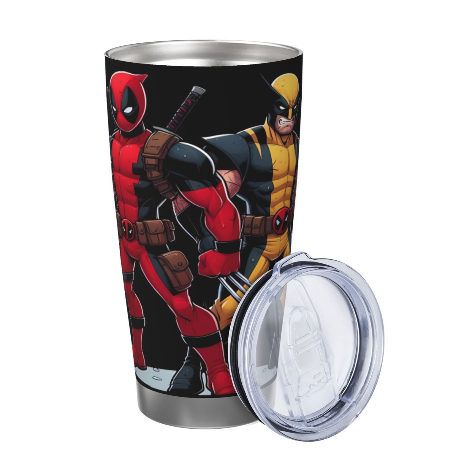 Deadpool And Wolverine Coffee Mug with Lid, 20 oz – Cupholder Friendly ...