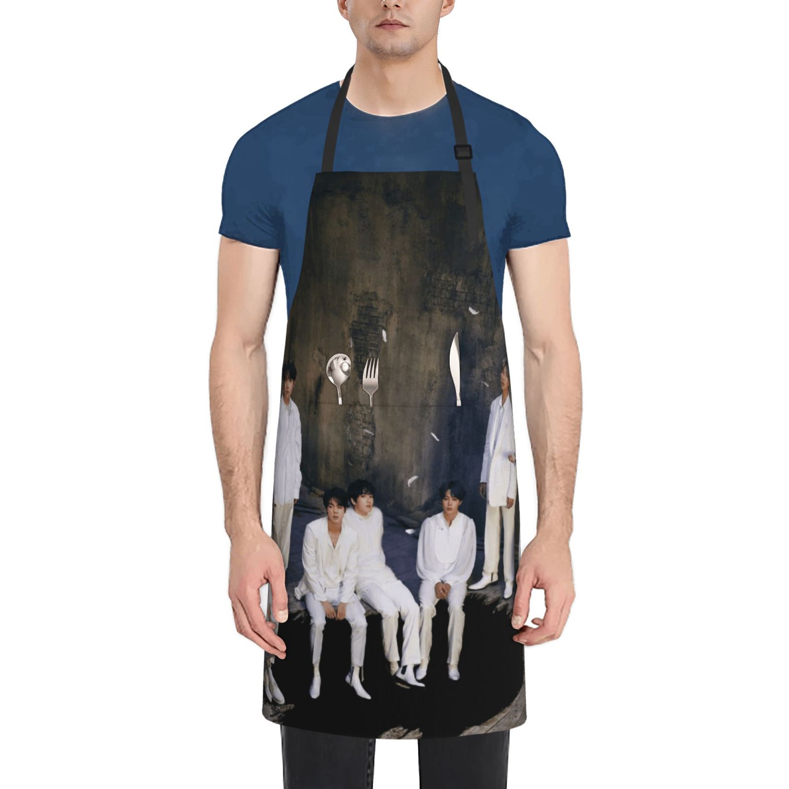 BTS Apron K-POP Apron With Pocket Adjustable Waterproof Kitchen Cooking ...