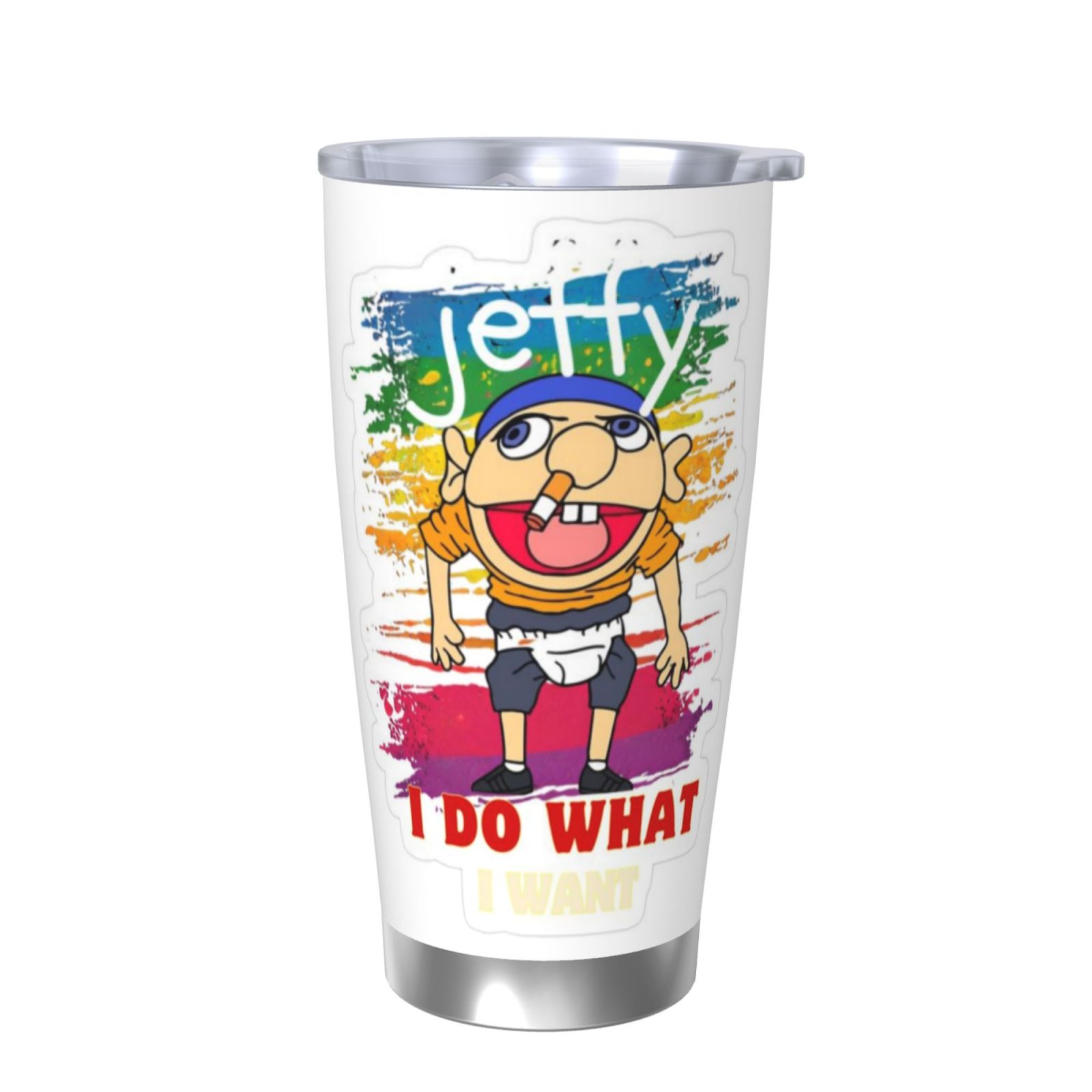 Sml Jeffy Car Cup Thermos Cup Cartoon Mug Reusable Straws Leak-proof ...