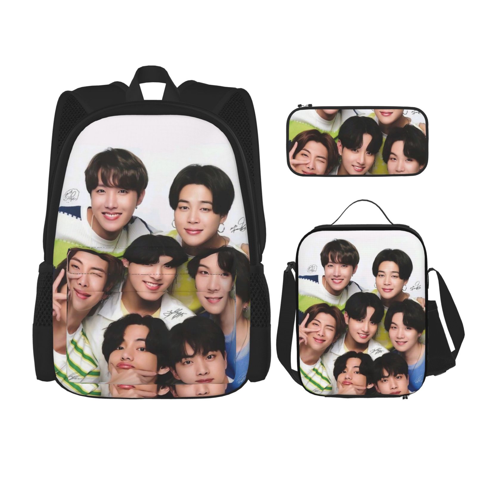 BTS Backpack Lunch Bag Pen Bag BTS Merch Backpack Adjustable Shoulder ...