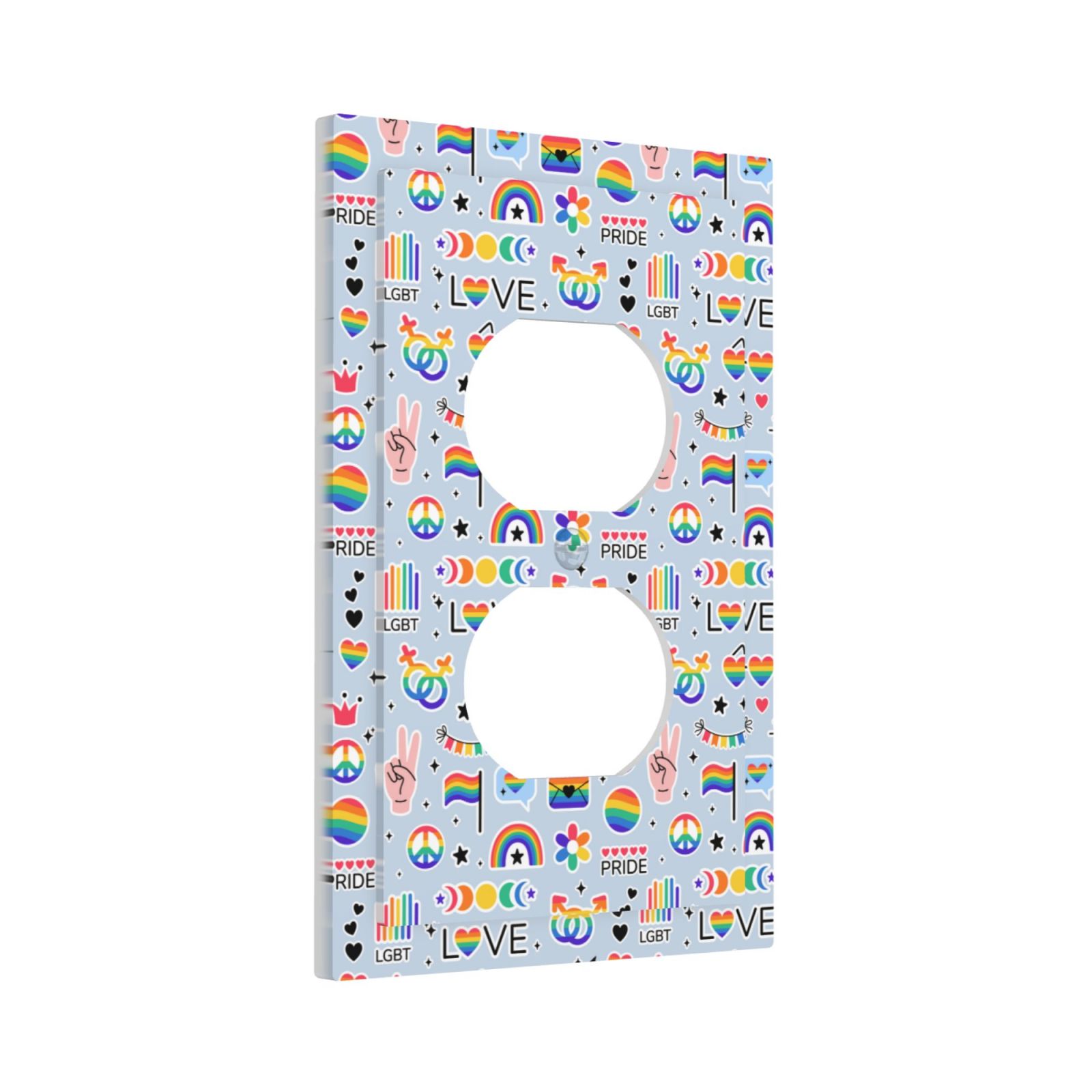 DouZhe 1-Gang Duplex Outlet Cover, Rainbow Lgbt Pride Doodle Sticker ...